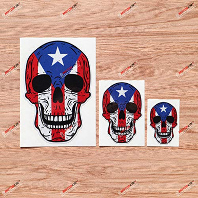 Puerto Rico Flag Skull Skeleton PR Vinyl Decal Sticker - 3 Pack ...