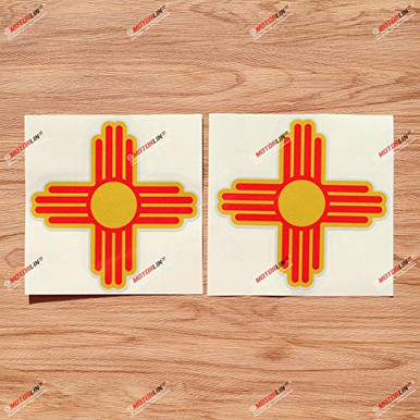 New Mexico State Flag NM Ancient Zia Sun Vinyl Decal Sticker - 2 Pack ...