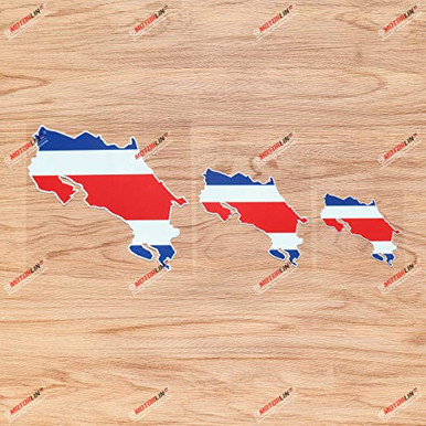 Costa Rica Costa Rican Map Outline Flag Vinyl Decal Sticker - 3 Pack ...