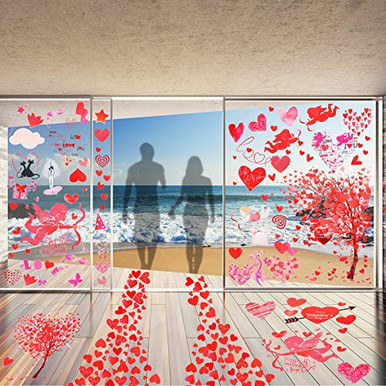 Zonon 113 Pieces Valentine's Day Window Stickers Removable Red Heart ...