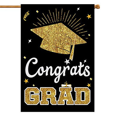Graduation House Flags - Congrats Grad Sign Banner 28x40 Inch Double ...