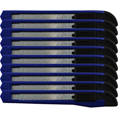 10 Blue Utility Knife Box Cutters Heavy Duty Industrial Strength ...