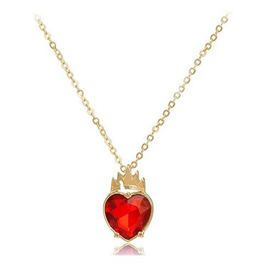 7Queen Red Heart Golden Crown Necklace Descendants Queen of Hearts Ruby ...