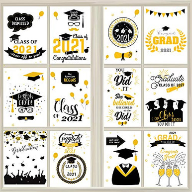 9 Sheets Graduation Window Clings Graduation Stickers Window Wall ...