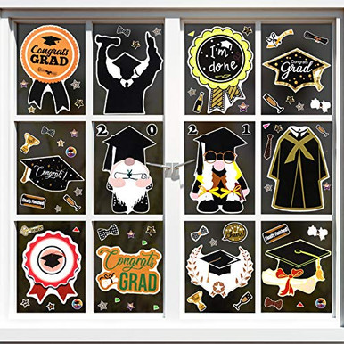 90 Pieces Graduation Window Clings Decorations Window Stickers 2021 ...