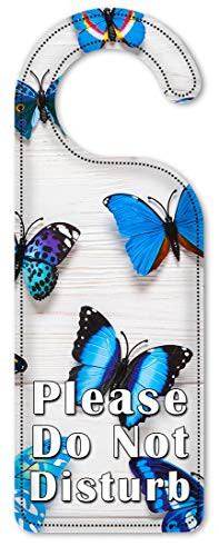 Art Plates Do Not Disturb Door Knob Hanger Sign - Blue Butterflies on ...