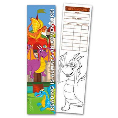 30 Dragons 'Reading is Always an Adventure' Coloring Bookmarks with ...