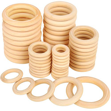 Bestsupplier 55 Pcs Unfinished Solid Wooden Rings for Craft Ring ...