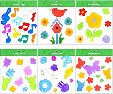 Spring Window Gel Clings Decorations Flower Bird Butterfly Window Jelly ...