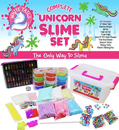 White Tails Unicorn Slime Kit for Girls and Boys 12 Containers of Clear ...