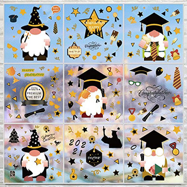 9 Sheet Graduation Window Clings Decorations Graduation Stickers 2021 ...