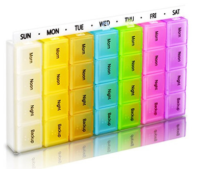 7 Days 28 Compartments Pill Organizer Tablet Box Weekly Medication Case ...