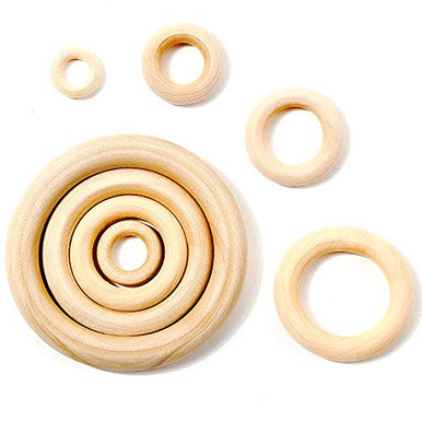 Kansoo 60 Pack Unfinished Solid Wooden Rings Craft Ring Pendant and ...