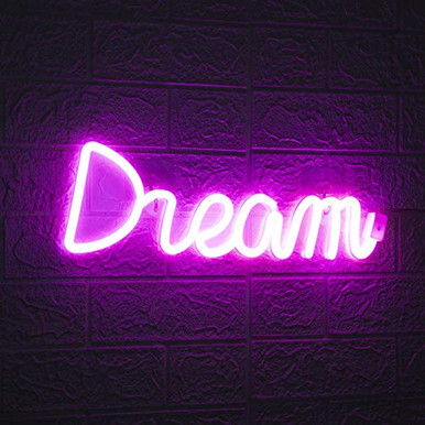 Goopreen Dream Neon Sign - LED Neon Light Sign Wall Decor Battery or ...