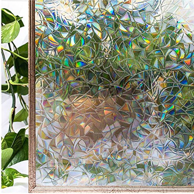 3D No Glue Window Film Privacy Rainbow Decorative Window Decals Static ...