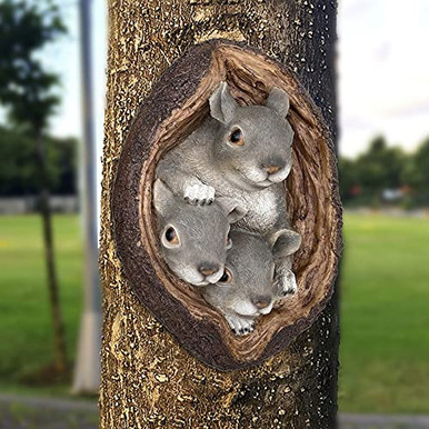 Tree Faces Decor Outdoor?Cartoon Squirrel Statue Tree Wall Decor? The ...