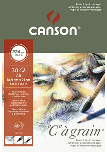 Canson C a Grain 224gsm Heavyweight Drawing Paper fine Grain Texture A5 ...