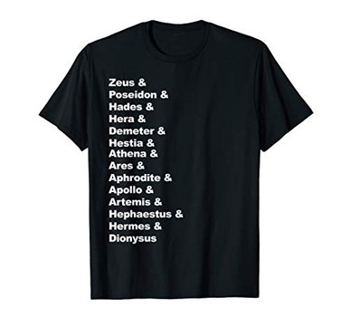 Greek Mythology Gods Pantheon List of Demigod Names T-Shirt ...