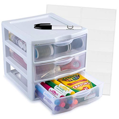 Sterilite Plastic 3 Drawer Storage and Organizer Stackable Desktop ...