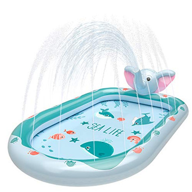 SEAMAZ Inflatable Sprinkler Pool for Kids - 68" x 43" Kiddie Pool Baby ...