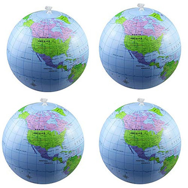 QINQI 12in Inflatable World Globes- Inflatable Globe PVC Earth Blow-up ...
