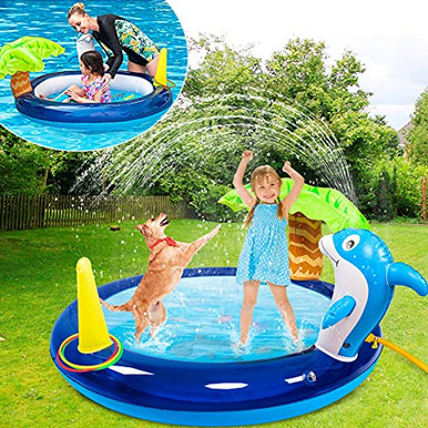 Inflatable Sprinkler Pool for Kids 4 in 1 Splash Pad Water Sprinkler ...