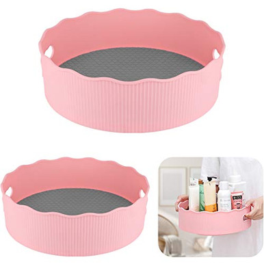 Kalolary 2 Pcs Deep Plastic Lazy Susan Turntable Non-Skid Pantry ...