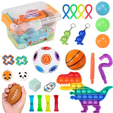 Pakoo Fidget Pack 25PCS Fidget Toys with One Storage Box Fidget Box for ...
