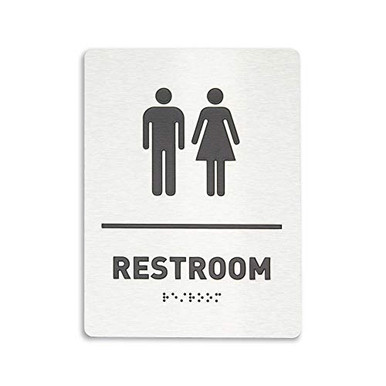 Unisex Restroom Identification Sign - ADA Compliant Bathroom Sign ...