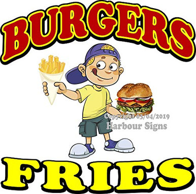 Harbour Signs Burgers Fries Decal Concession Restaurant Food Truck ...