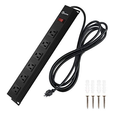 Metal Power Strip Wall Mountable Power Outlet with Long Cord 6 AC ...