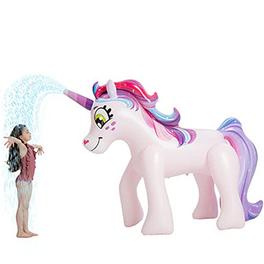 63" Infaltable Unicorn Sprinkler for Kids and Adults Outdoor Water Toys ...