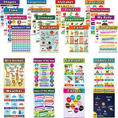 24 English Style Large Educational Posters For Kids Toddlers Includes ...