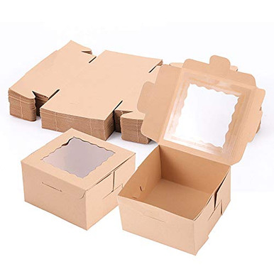 ZOENHOU 100 Pack 4 x 4 x 2.5 Inch Bakery Boxes with Window Durable ...
