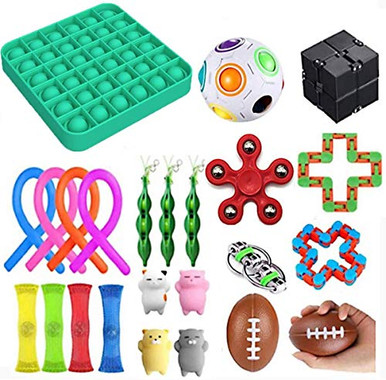 Fidget Toy Set 25 Pcs Fidget Pack Fidget Set with Marble Mesh Dimple ...