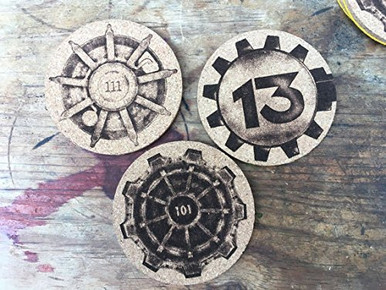 Fallout Vault Themed Coasters. 3 Cork Coasters with Felt Backing ...