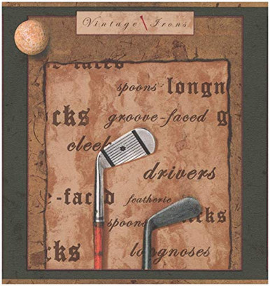 Vintage Golf Clubs Balls in Frames Sports Wallpaper Border Retro Design ...
