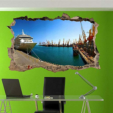 Wall Stickers PVC Poster Sticker Shipyard Cruise Harbour Art Mural Room ...