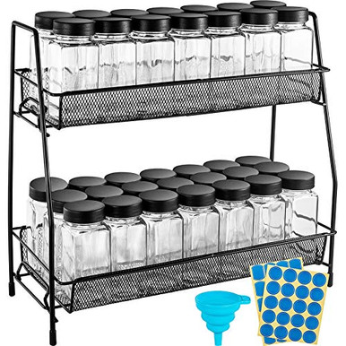 ORDORA Countertop Spice Rack with 35pcs Empty Spice Jars 4oz Counter ...