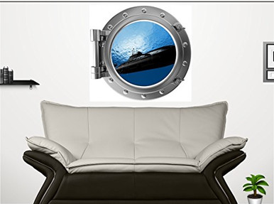 24" Port Scape Instant Sea Window View Submarine -1 Silver Porthole ...