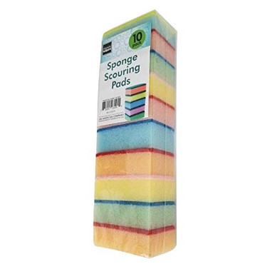 10-Piece Colorful Two-Sided Sponge Scouring Pads Set - Great for ...