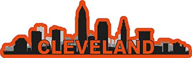 StickerTalk Orange Cleveland Skyline Vinyl Sticker- 10 inches by 3 ...