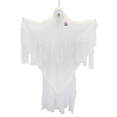 Halloween Haunters 5 Foot Hanging White Open Mouth Ghost with Flashing ...