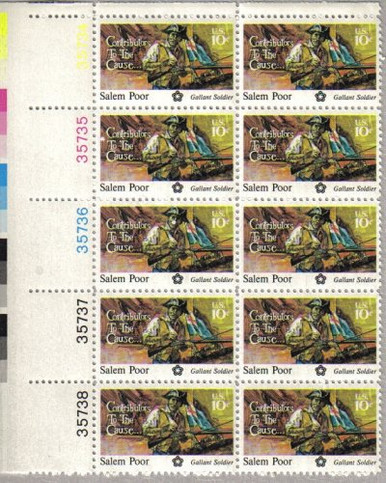 SALEM POOR ~ REVOLUTIONARY WAR ~ BLACK HERITAGE 1560 Plate Block of 10 ...