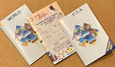 Set of 3 Charts Periodic Table- World Map and USA Folded map. Pocket ...