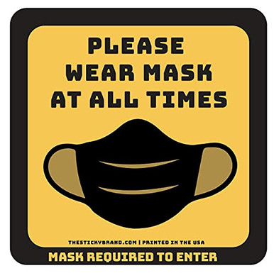 Sticky Brand Face Mask Required Sign Stickers Wear Your Mask Sign Wall ...