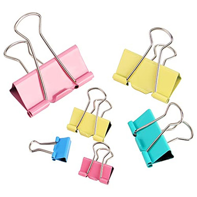 105 Pcs Binder Paper Clips- Assorted 6 Sizes for Office-Teacher Gifts ...