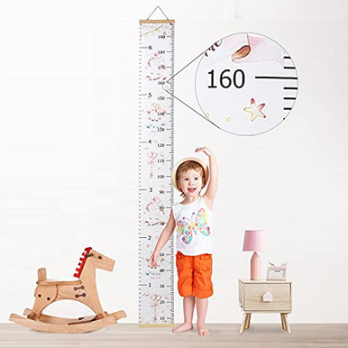 Hanging Growth Chart- Height Measure Ruler Roll Up Wooden Canvas Growth ...