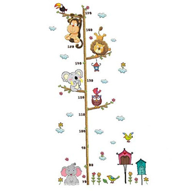 Amoyer Wall Stickers Cute Animals Stack Height Measure Decal Wallpaper ...