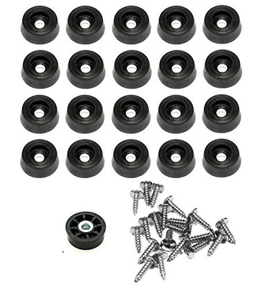 20 Small Round Rubber Feet W/SCREWS - .250 H X .671 D - Made in USA ...